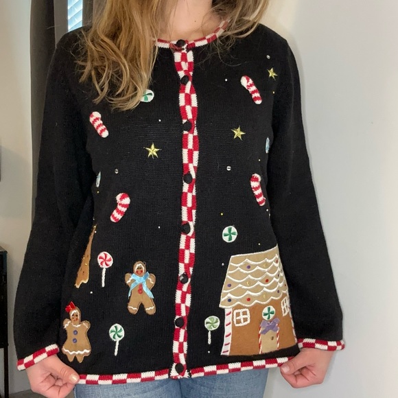 Vintage | Sweaters | Vintage Gingerbread Man Ugly Christmas Embroidered ...